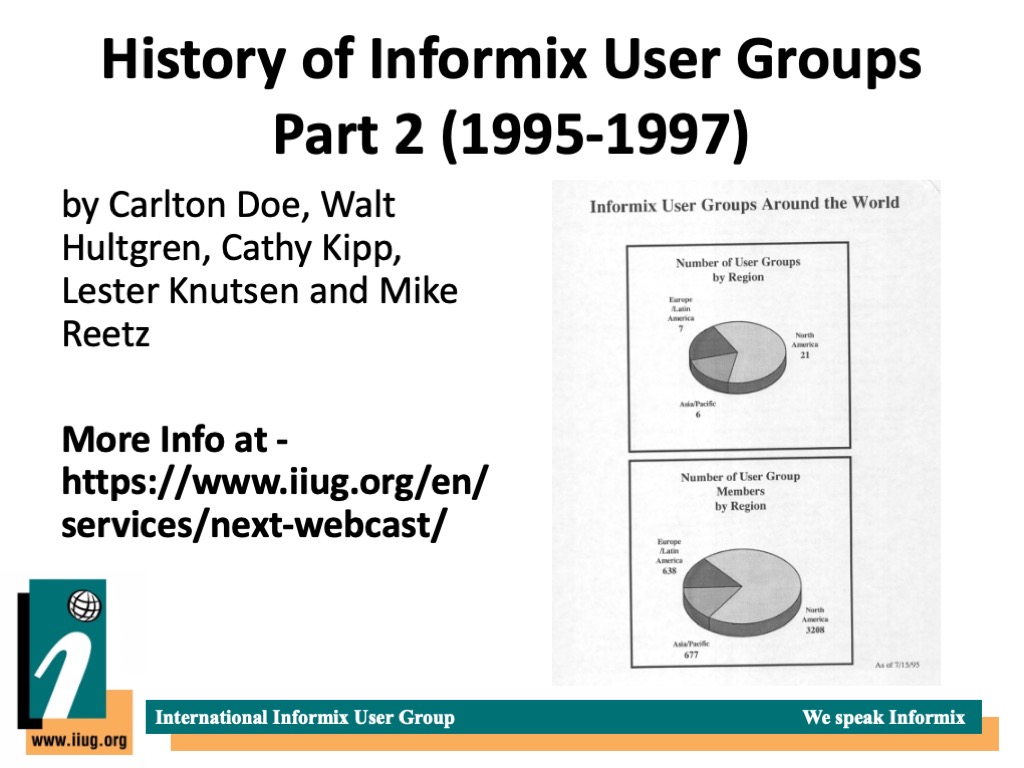 Informix Tech Talks: History of the Informix User Groups – IIUG Informix Tech Talks: History of the Informix User Groups – IIUG