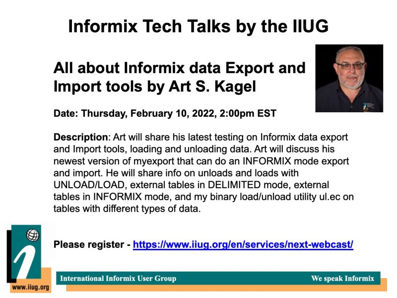 Informix TechTalk: All about Informix data export and Import tools by Art S. Kagel – IIUG